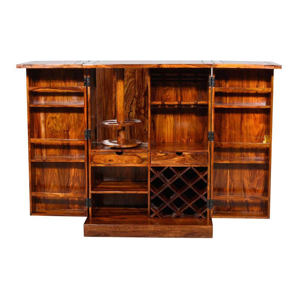 Buy Solid Sheesham Wood Tiles Design Regular Bar Cabinet Online on ...